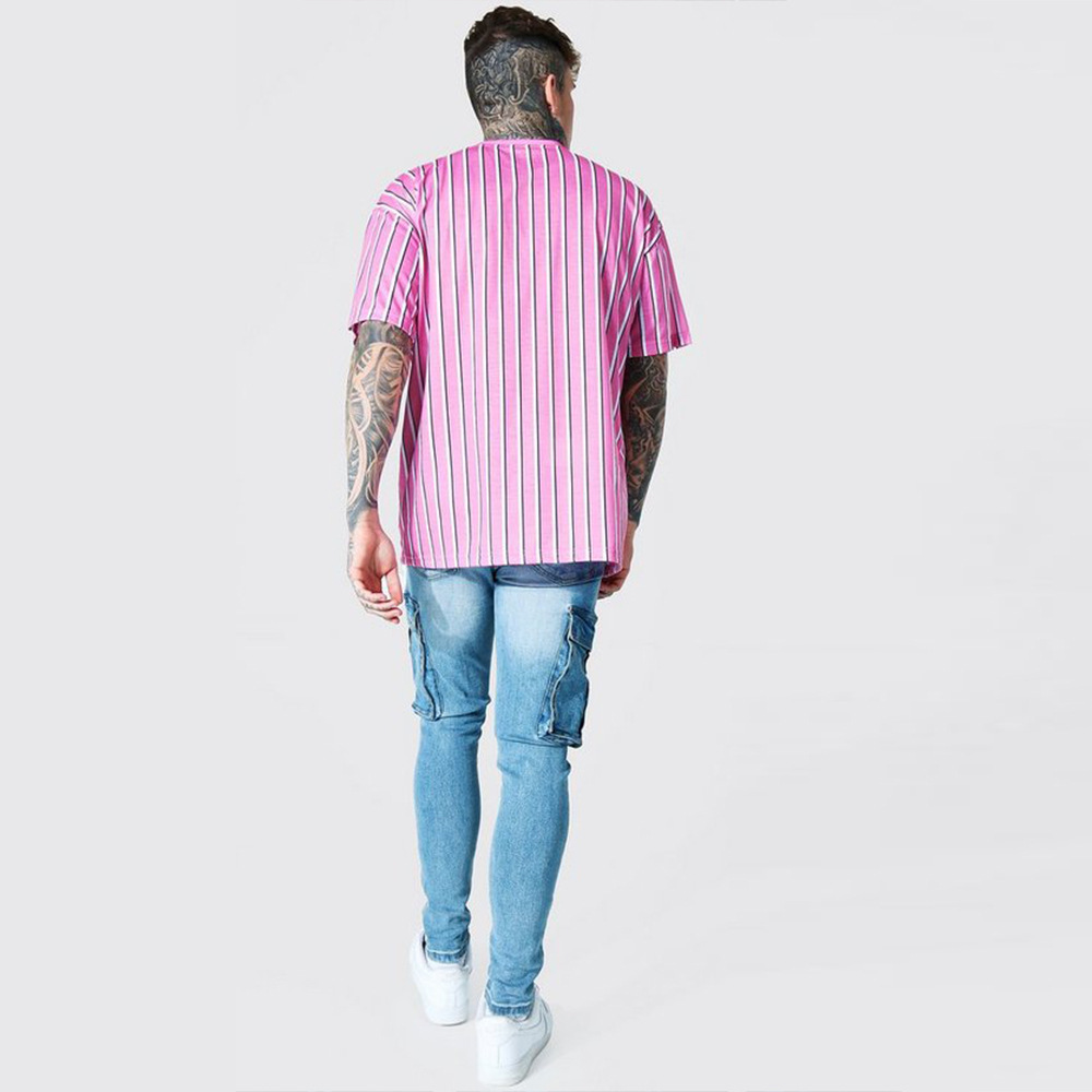 2024新款厂家 跨境3DT恤 休闲 男装T恤 短袖3D印花T恤 简约条纹-阿里巴巴