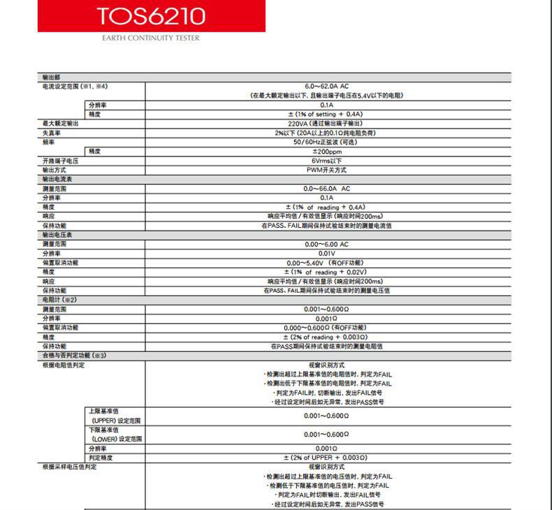 菊水KIKUSUI TOS6210 接地导通测试仪 6.0 - 62.0A-阿里巴巴
