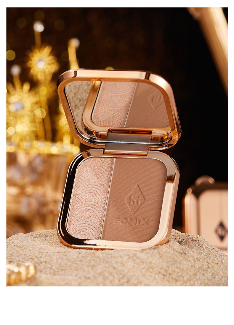 FOMIX双色高光修容一体盘眼影提亮立体阴影侧影暗影鼻影修容粉饼-阿里巴巴