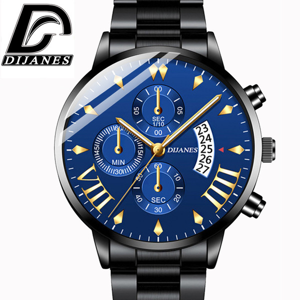 DIJANES Fashion Men's Stainless Steel Quartz Watch Men's Business ...