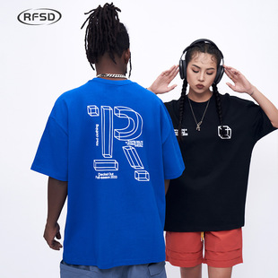 RFSD男装| 240g重磅精梳棉T恤2024春夏新款宽松潮牌R印花短袖男-阿里巴巴
