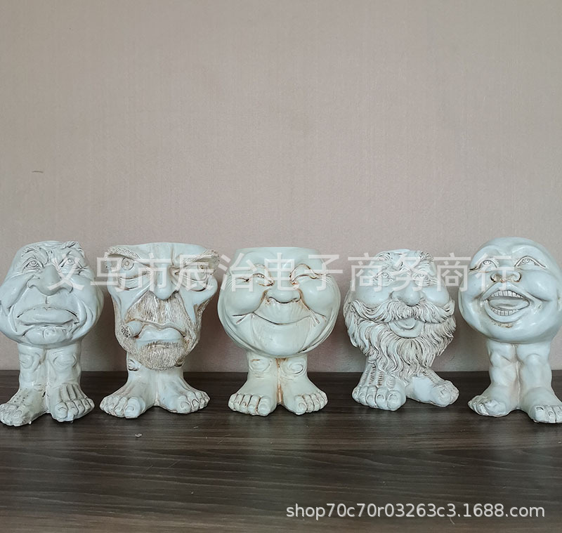 Muggly's The Face Statue Planter滑稽麻瓜脸雕塑搞怪表情花盆-阿里巴巴