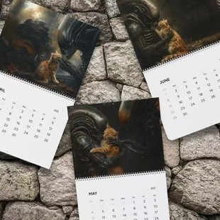 2025Xenomorph Alien Jonesy Cat Wall Calendar挂历异形猫A23-阿里巴巴