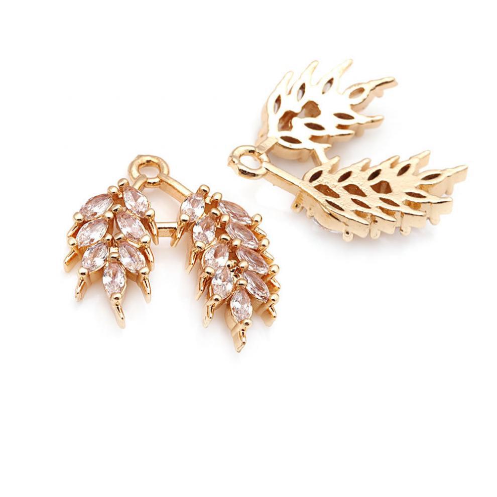 High Quality Champagne Gold Color Brass and Zircon Tree Leaf-阿里巴巴
