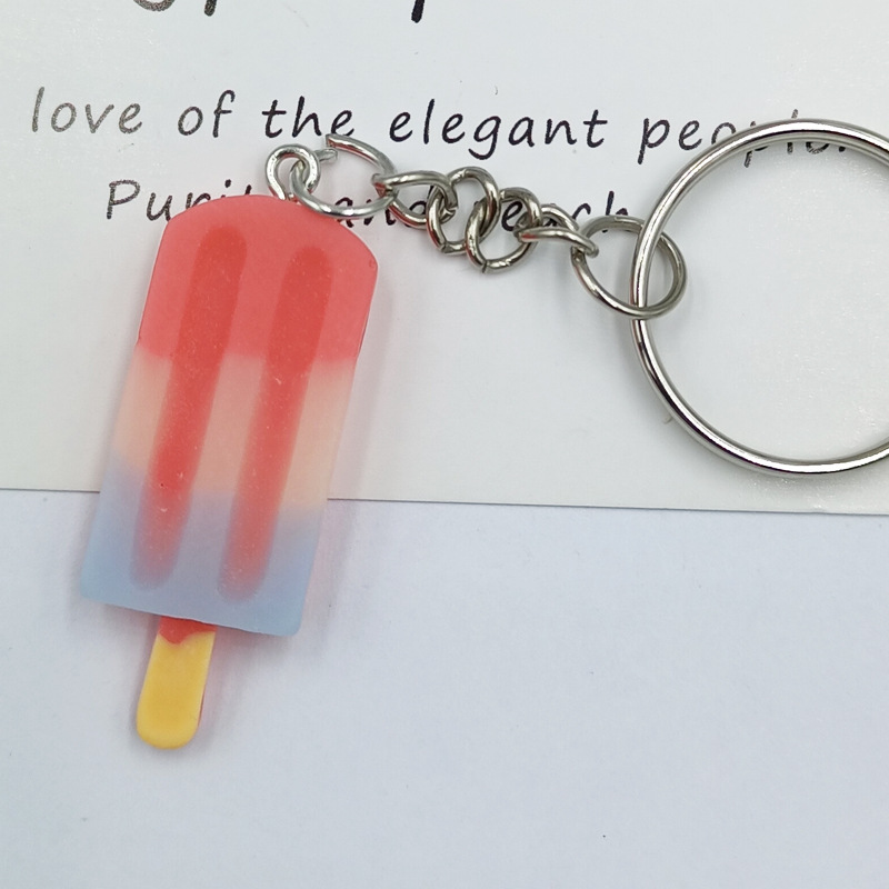 Resin simulation gradient color ice cream popsicle ice cream key chain ...