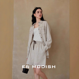 ES MODISH春季新品设计师品牌小众搭配长袖宽松衬衫+休闲短裤套装-阿里巴巴