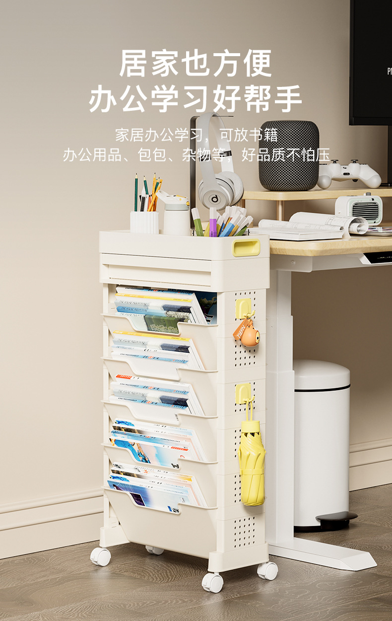 可移动书架落地带轮卧室桌面作业收纳架书房大容量动漫小说置物架-阿里巴巴
