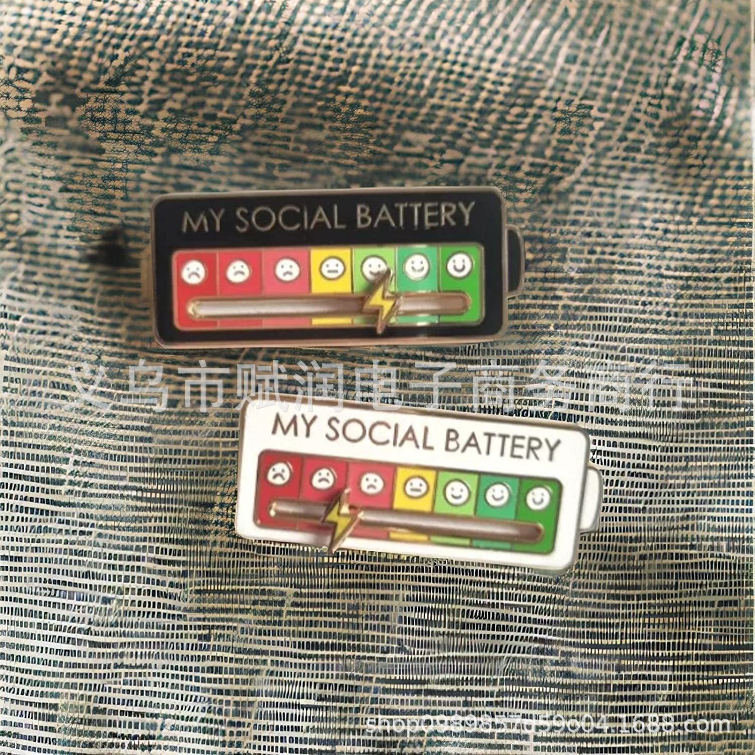 跨境Interactive Enamel Pins金属交互式珐琅别针电量心情胸针-阿里巴巴