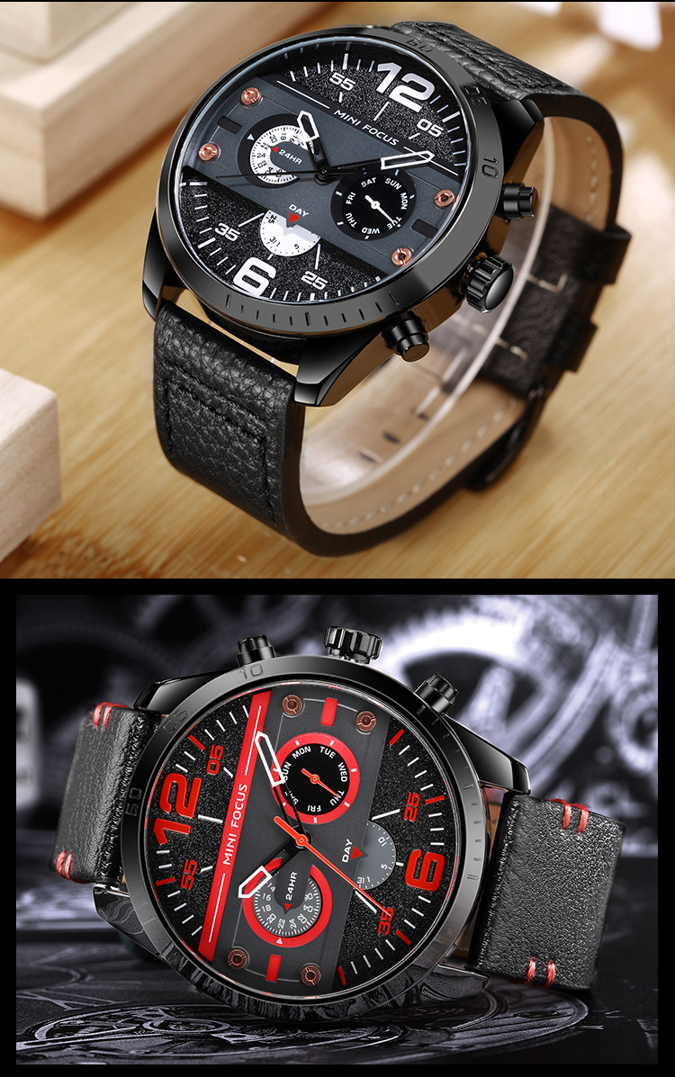 MINI FOCUS手表日本机芯多功能机械风潮流石英表防水男手表0068G-阿里巴巴