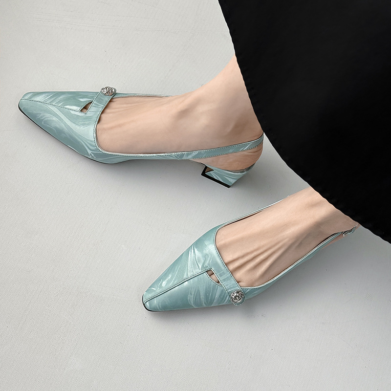 CHIKO Paulina Pointy Toe Block Heels Slingback Shoes