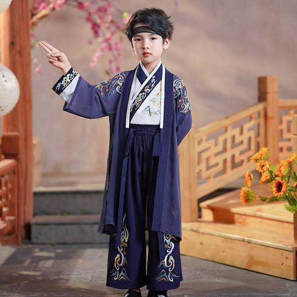 Boy hanfu Children kids warrior swordsman cosplay performance hanfu ...