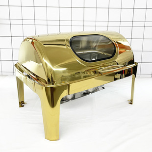 不锈钢自助餐炉布菲炉餐厅酒店保温炉Roll Top Gold Chafing Dish-阿里巴巴