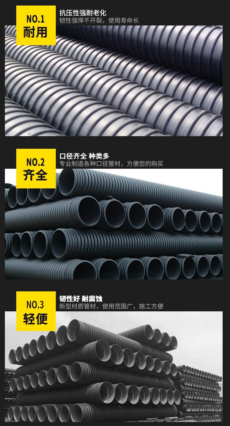 FRPP异形肋模压排水管 增强聚丙烯管排污管 型号齐全DN200-1200-阿里巴巴