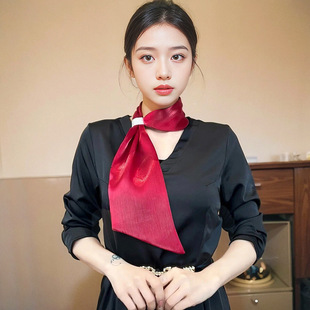 流光纱斜角新款长条领巾职业搭配衬衫护颈百搭时尚丝巾扣女春夏季-阿里巴巴