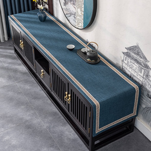 7L8K新中式电视柜桌布长方形纯色茶桌垫布餐桌桌旗客厅防尘罩台布-阿里巴巴