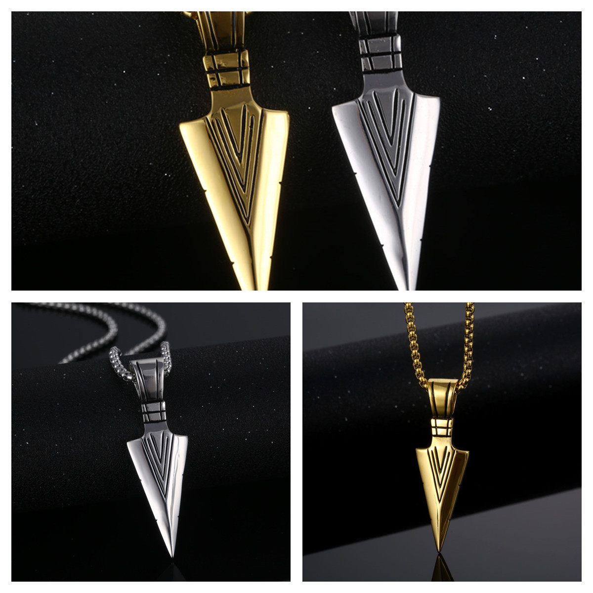 跨境货源首饰批发 欧美潮流不锈钢三角形矛头配饰 箭头钛钢挂坠男-阿里巴巴