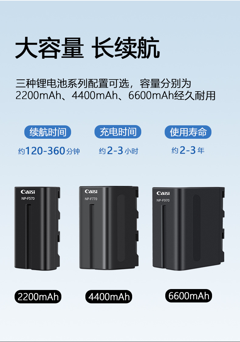 Caisi莱丝 NP-F550/F750/F970无线图传监视器补光灯电池LED摄影灯-阿里巴巴