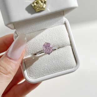 轻奢ins风S925纯银戒指女高级感椭圆形8A锆石冰花切高碳钻指环批-阿里巴巴