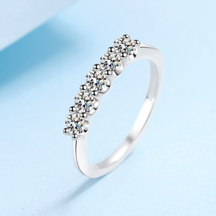 925纯银戒指女排钻莫桑石指环镀pt950金求婚介子厂家直供批发-阿里巴巴