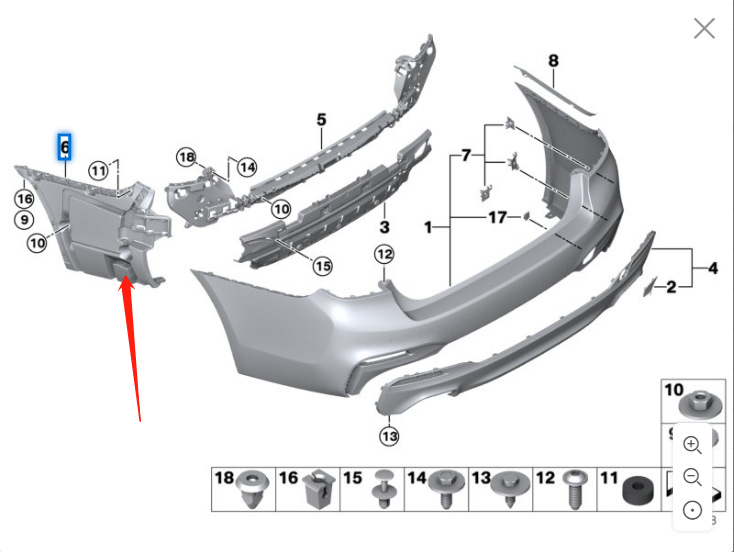 51128066721/51128066722适用于宝马5系 G30 后杠定位件-阿里巴巴