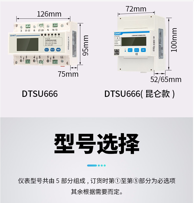 DTSU666正泰三相四线导轨式电表 多功能微型485电子互感器表380V-阿里巴巴