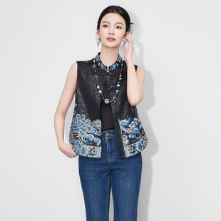 2511503-新中式国风祥云刺绣裂纹醋酸缎马甲背心女气质早秋款南油-阿里巴巴