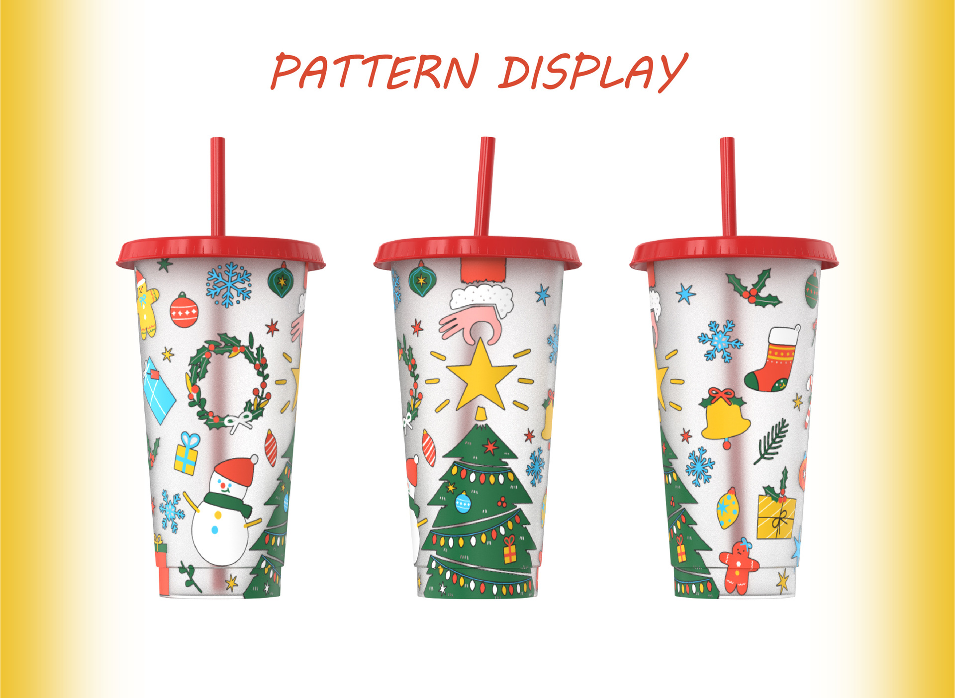 2024年圣诞节新款710ML大容量pp塑料水杯 跨境礼物遇冷变色吸管杯-阿里巴巴