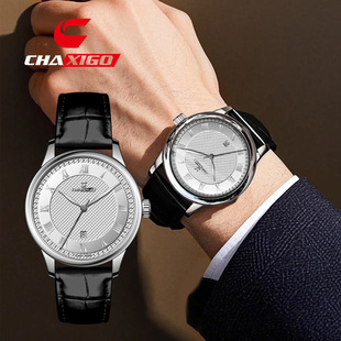 CHAXIGO瑞士品牌新款防水日历夜光钢带手表男士爆款时尚商务腕表-阿里巴巴