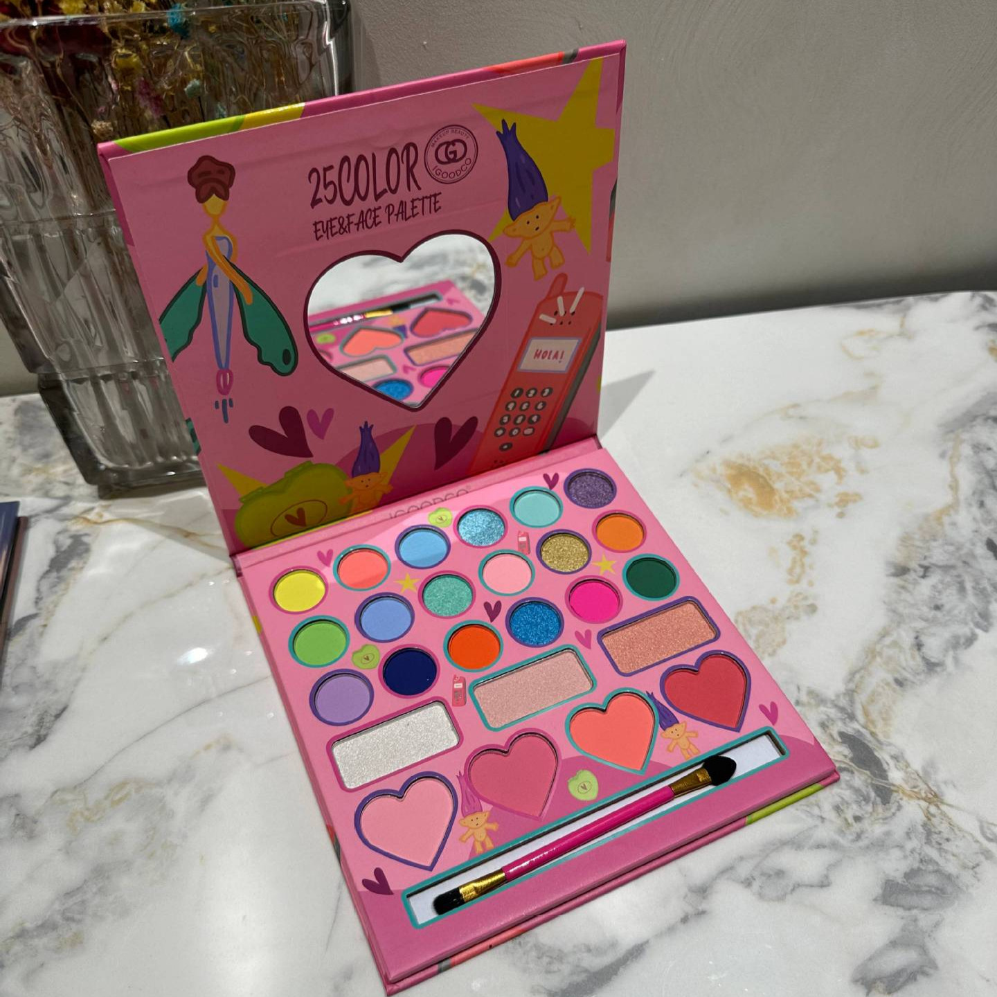 外贸跨境小本25色带刷子眼影盘哑光珠光腮红一体彩妆盘俄罗斯热销-阿里巴巴