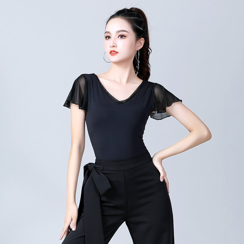 Latin dance top Black ballroom latin dancing tops for women girls ...