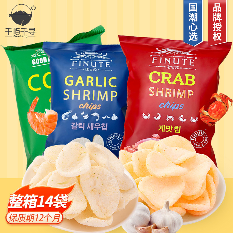 韩国进口零食 FINUTE趣莱福蒜味虾片82g膨化网红零食大礼包批发-阿里巴巴