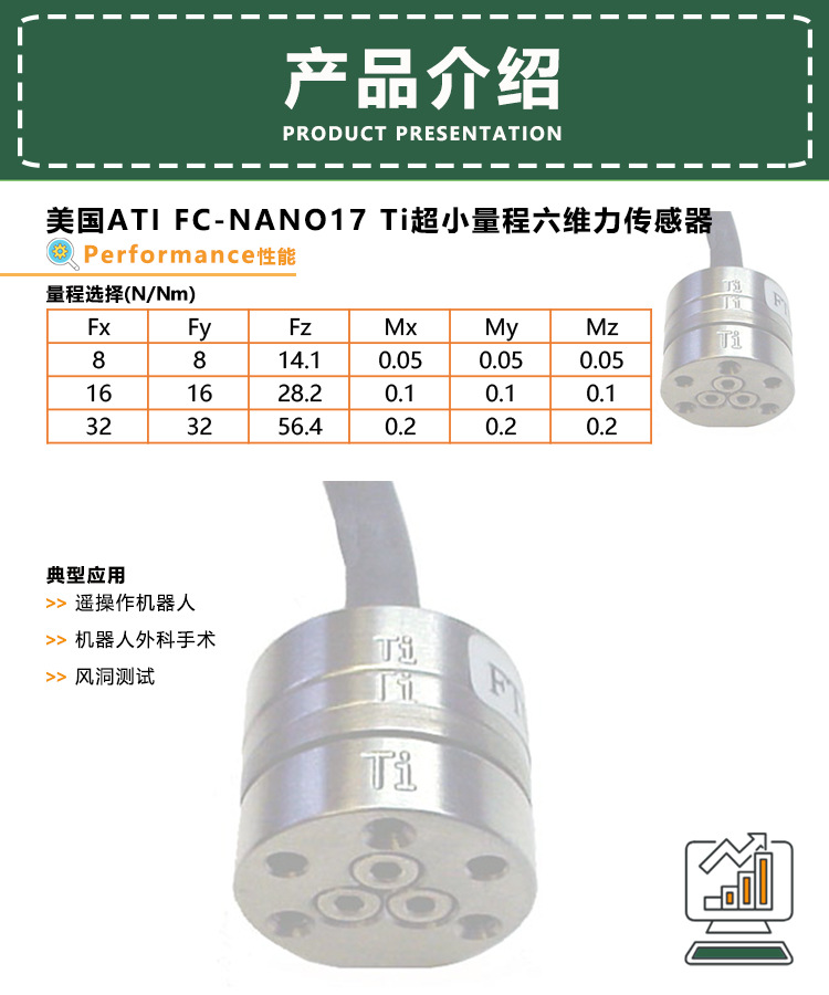 美国ATI超小尺寸六分力/六维力传感器FC-Nano17E-2-阿里巴巴