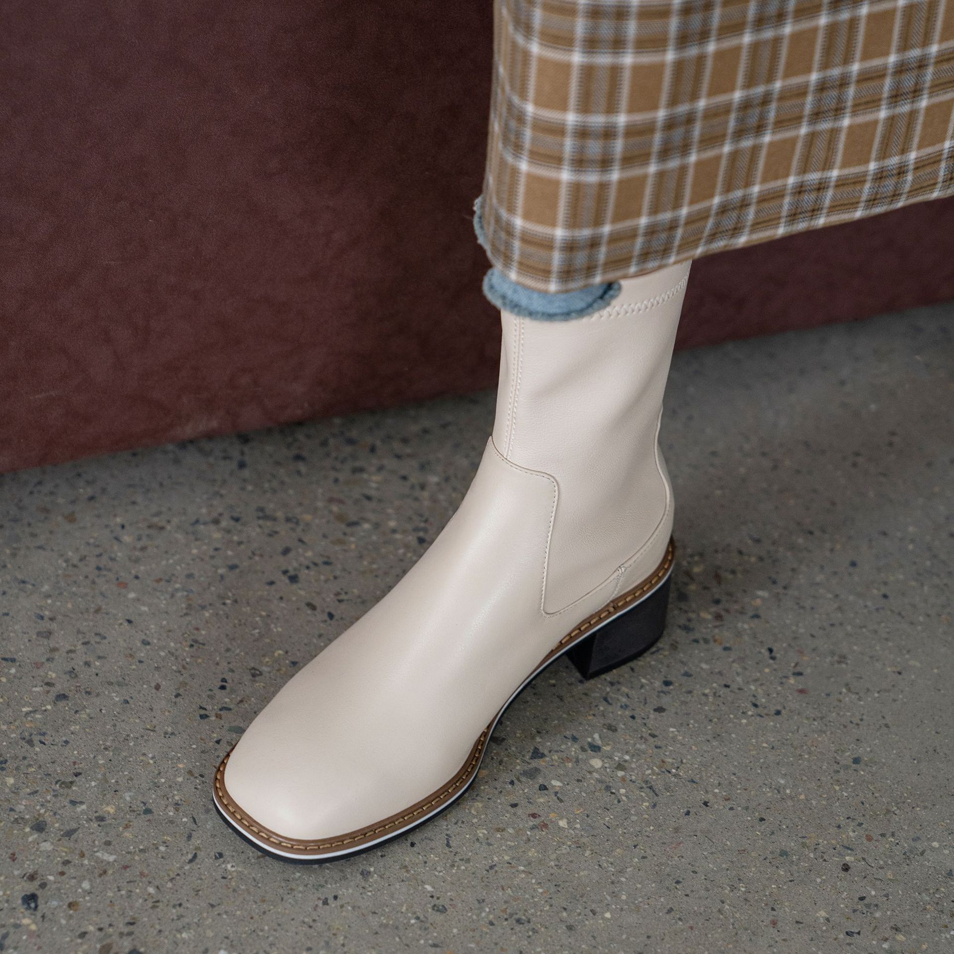 Chiko Square Toe Block Heels Boots