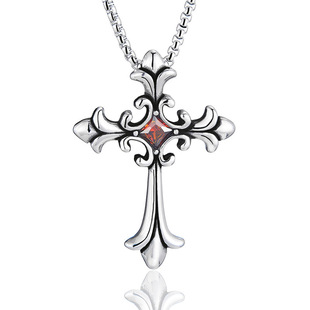 哥特风复古不锈钢十字架镶钻吊坠男 跨境亚马逊货源钛钢十字架-阿里巴巴