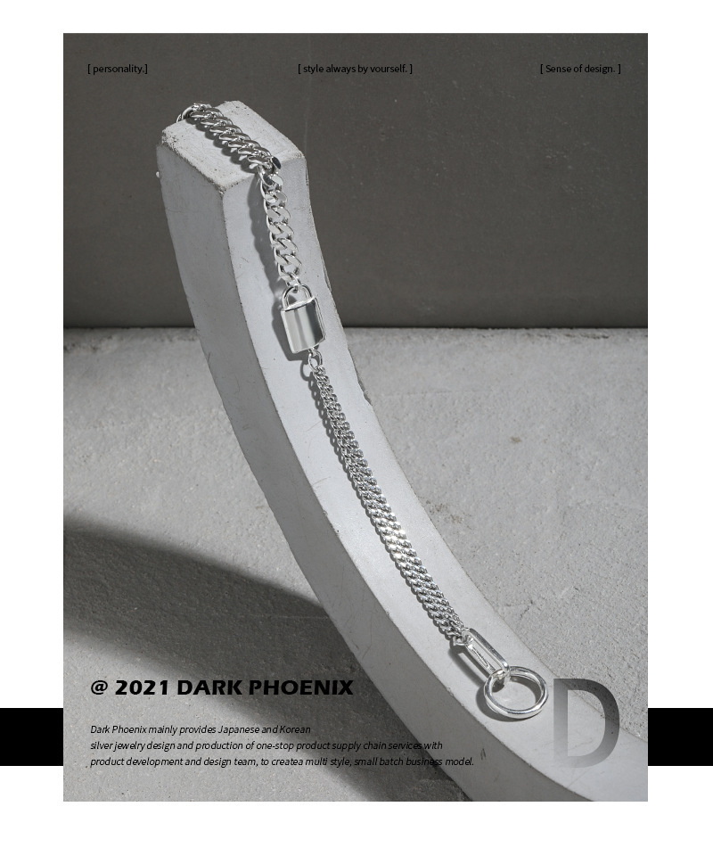 0030韩版ins小众设计感极简OT扣锁头双层链条质感S925纯银手链女-阿里巴巴