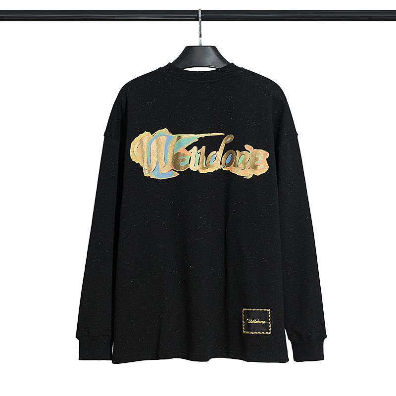 WE11韩版彩纱烫金字母印花刺绣WELL潮牌FOG长袖圆领卫衣ZGPB-阿里巴巴