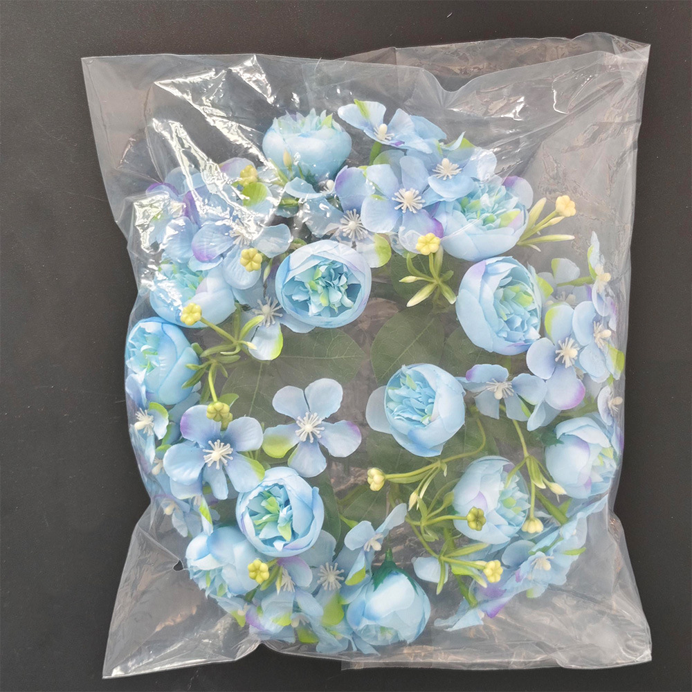 仿真小茶玫玫瑰花环复活节圣诞23厘米宴会烛台花环派对装饰高级感-阿里巴巴