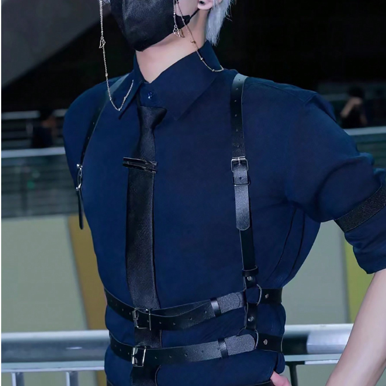 欧美时尚皮革背带 leather harness kpop harness 个性街头穿搭皮-阿里巴巴