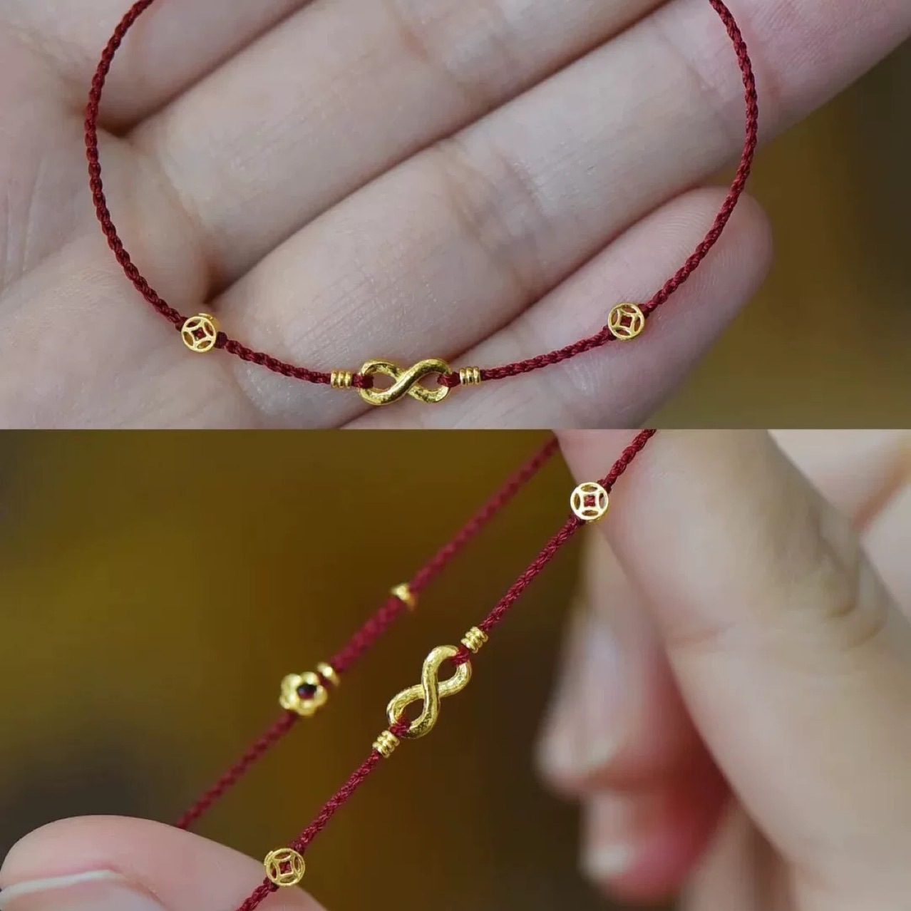「莫比乌斯环」无限好运复古红绳手链手工编绳有钱花招财铜钱手绳-阿里巴巴