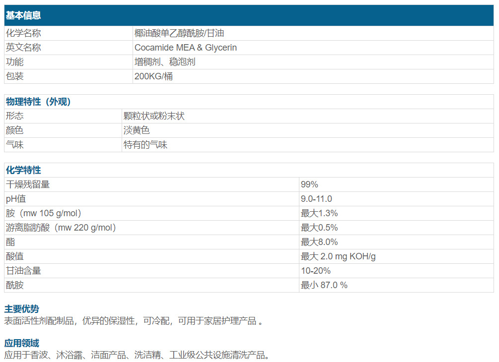 巴斯夫 Comperlan CMEA 含甘油 椰油酸单乙醇酰胺-阿里巴巴