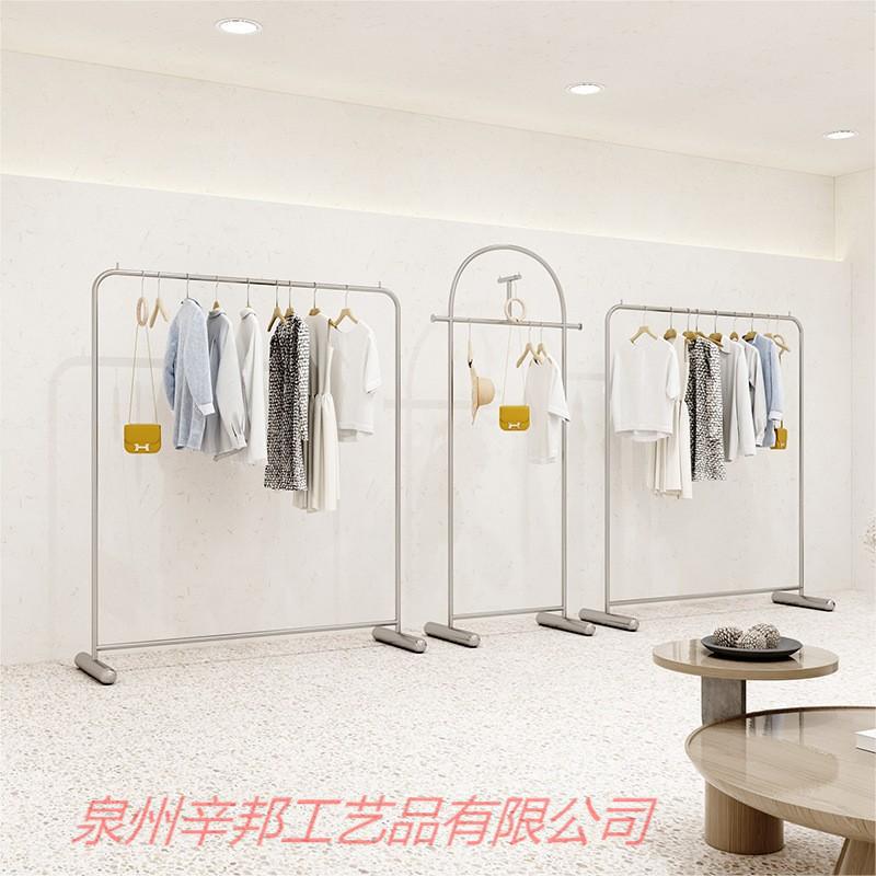 服装店展示架落地式挂衣架道具陈列中岛货架女装店衣服不锈钢架子-阿里巴巴