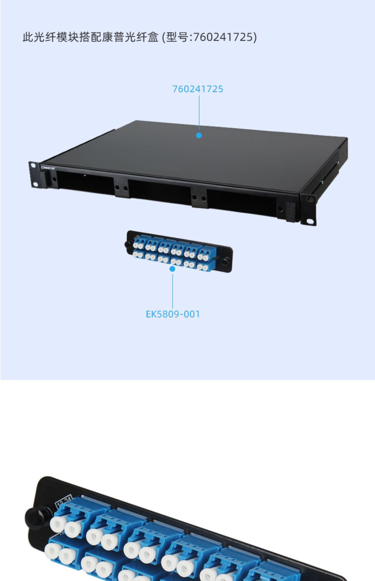 康普24芯LC多模耦合器板EK5809-001安普12芯单模适配器法兰EK5807-阿里巴巴