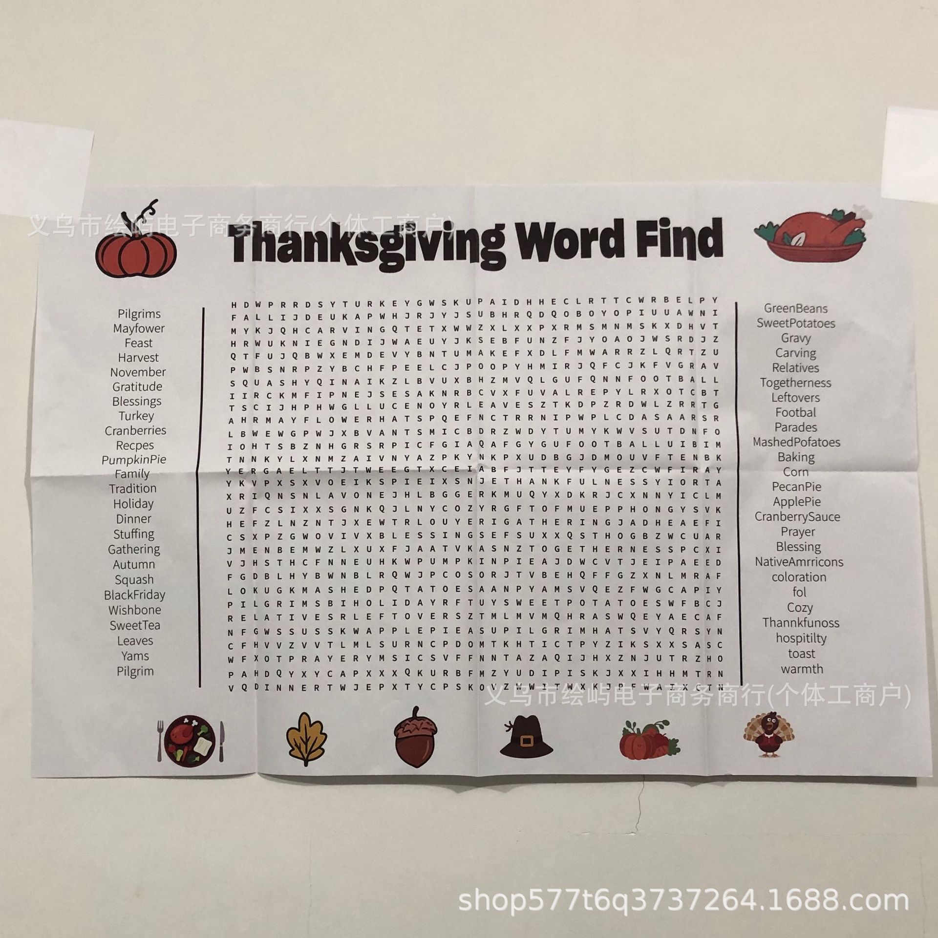 跨境爆款Thanksgiving Word Search Poster 感恩节圣诞节单词海报-阿里巴巴