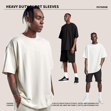 Rampo男装|美式西海岸潮牌多色纯色T恤2025夏季新品240g纯棉短袖-阿里巴巴