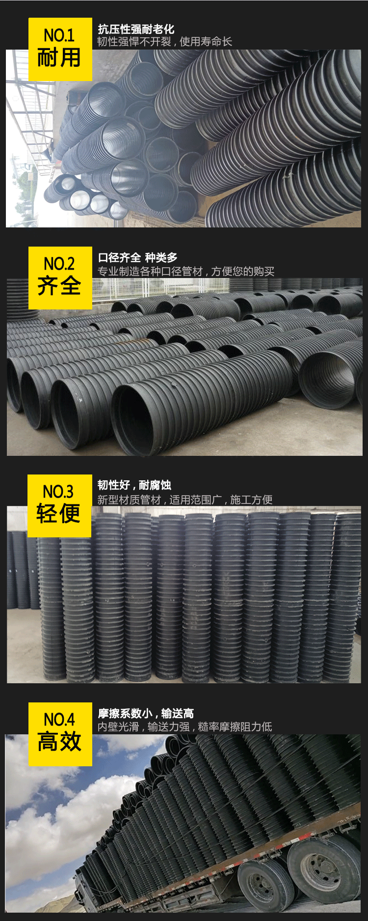 FRPP异形肋模压管 增强聚丙烯 排水排污管 8KN/㎡ 厂家直销-阿里巴巴