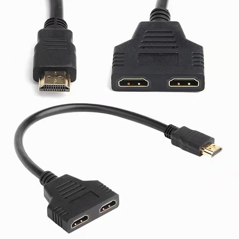 HDMI 1 In 2 Out Splitter 1080P Male To Double Female Adapter-阿里巴巴