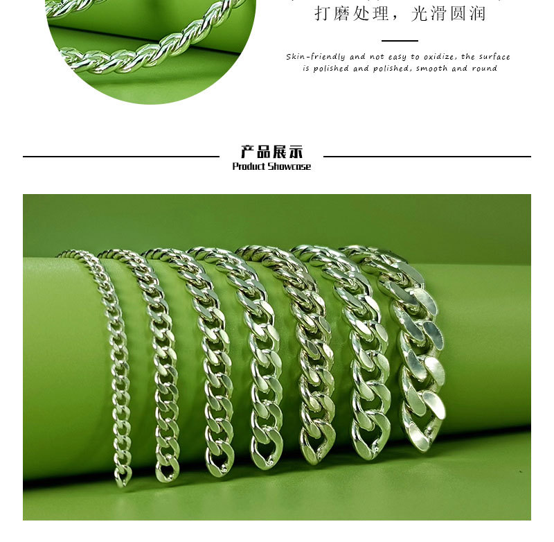 S925纯银半成品机织链条按克批发古巴链马鞭链简约风手链项链批发-阿里巴巴