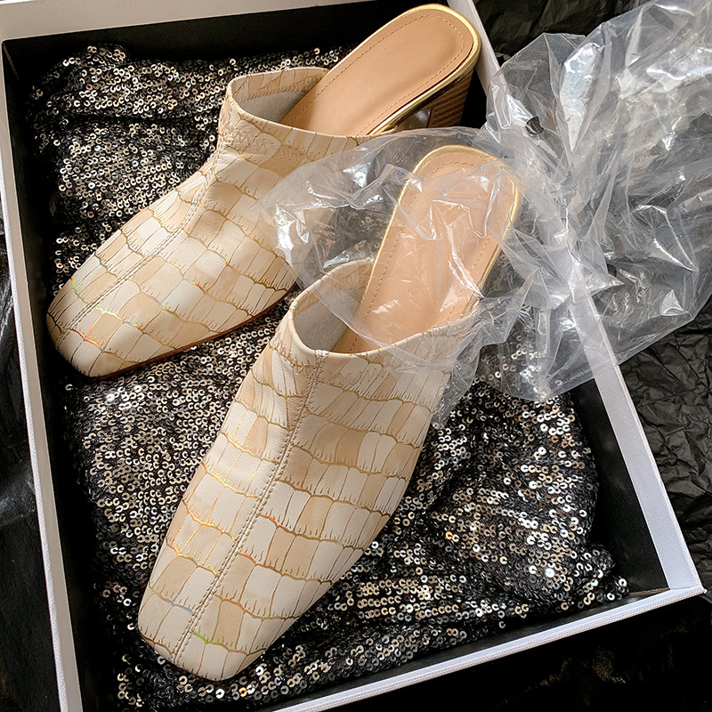 CHIKO Xaviera Square Toe Chunky Heels Clogs/Mules Shoes