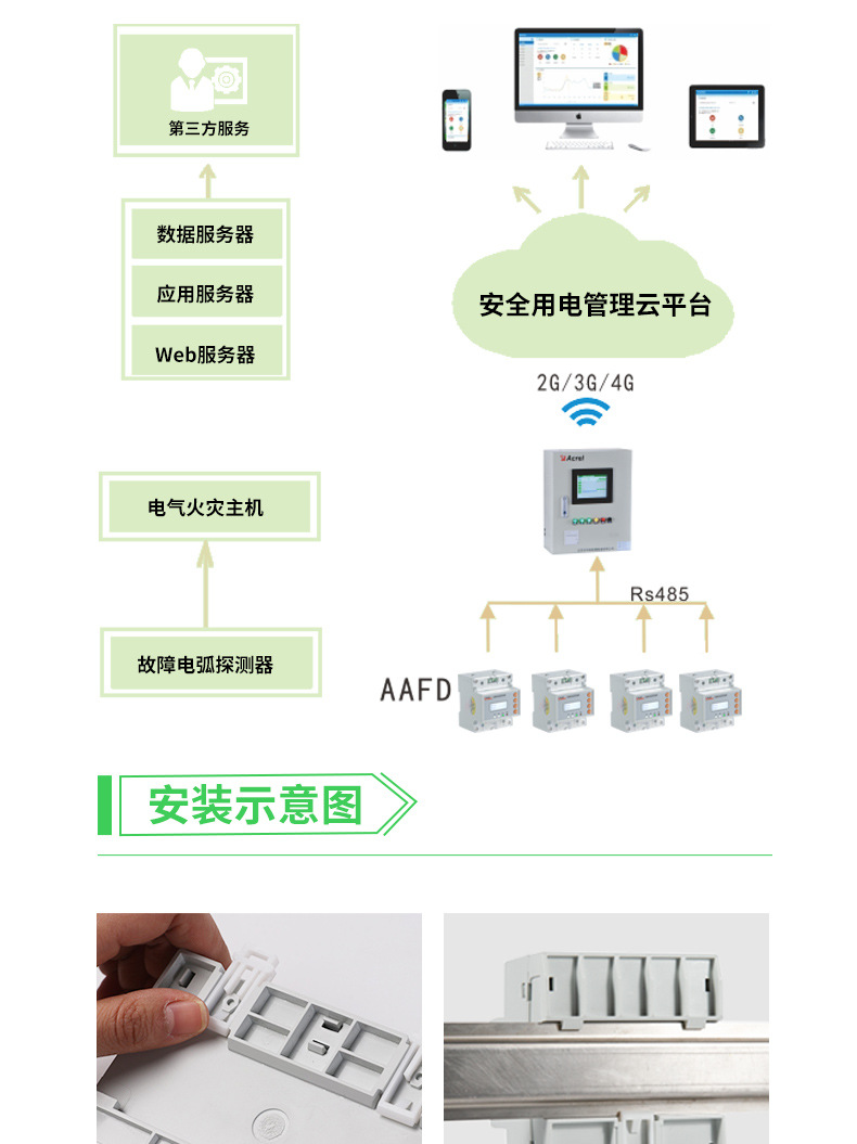 安科瑞AAFD-DU多回路故障电弧探测器检测线路故障声光报警支持4G-阿里巴巴