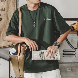 美式短袖T恤男士2025年新款ins潮牌纯棉280g重磅宽松大码男装夏季-阿里巴巴